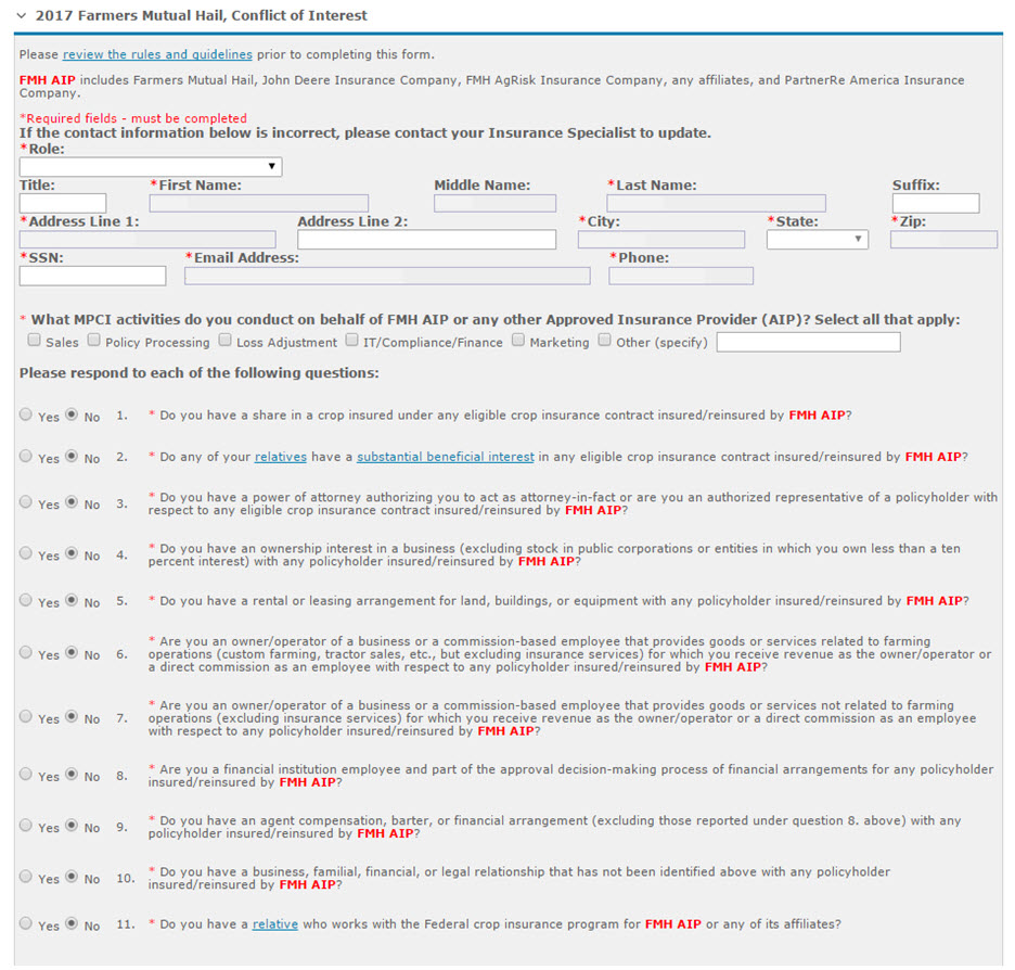 Farmers Mutual Hail - Compliance